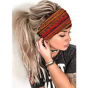 K-Elewon 3 Pack Women Wide Elastic Head Wrap Headband Sports yoga Hair Band Headwear(3 Pack(A26))