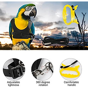 Pet Parrot Bird Harness and Leash, Adjustable Bird Harness Leash for Trainning, Black Fashion Vest, Suitable for Cockatiel,Parrot,Parakeets Conures, Macaws, Parrots, Love Birds，Finches (S)