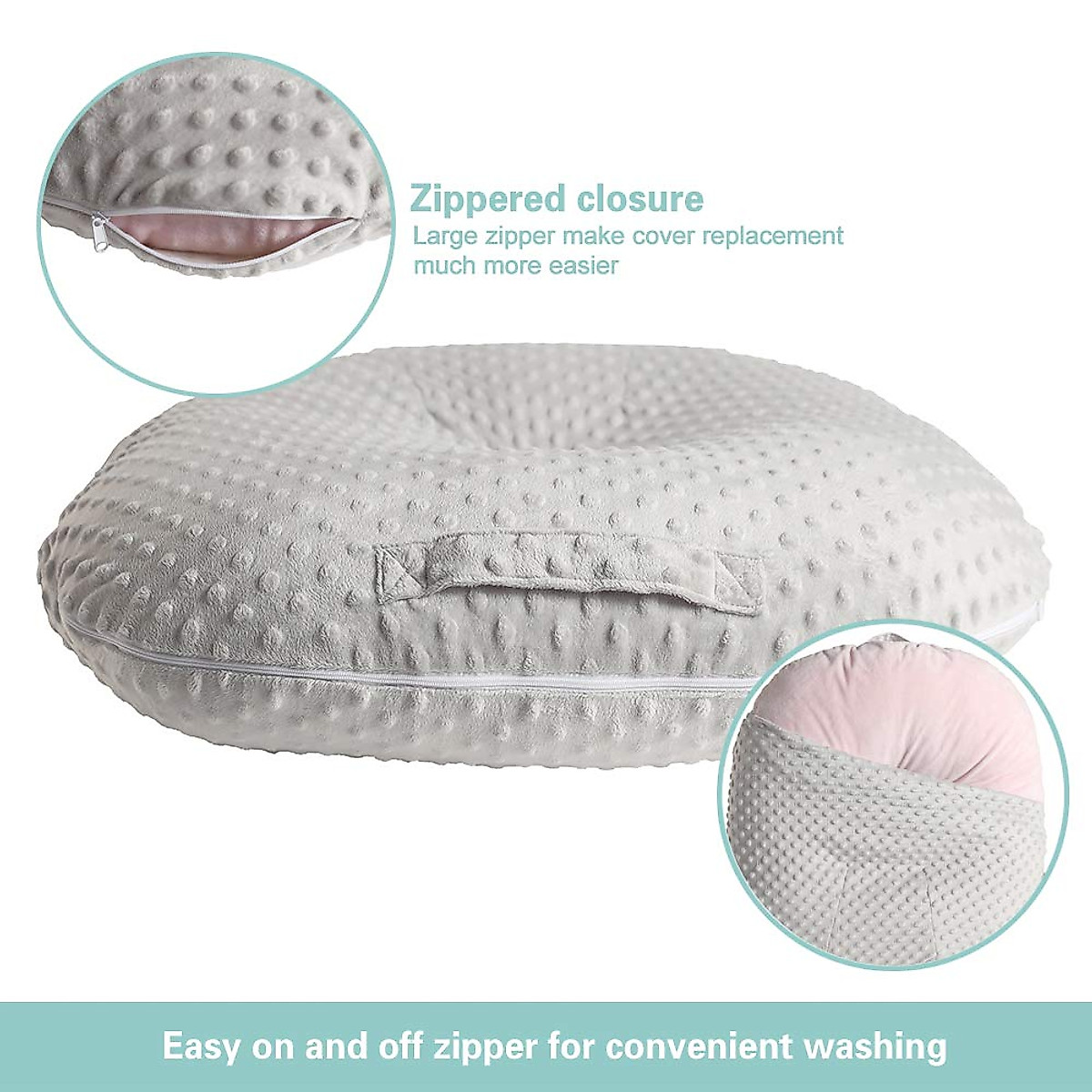 OWLOWLA Newborn Lounger Cover,Minky Removable Slipcover Fits Newborn Lounger for Baby Boy Girl(Silver Gray)