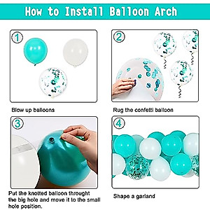 Birthday Decorations Girls Teal Happy Birthday Balloons for Women Birthday Party Decor for 10th 13th 16th 18th 20th 21st 25th 30th 35th 40th 50th 60th with Rain Curtains Tablecloth Swirl Pendants