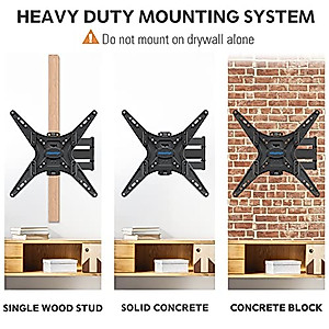 MOUNTUP TV Wall Mount, TV Mount Swivel and Tilt Full Motion for Most 26-55 Inch LED LCD Flat Curved TVs with Single Stud Articulating Arm, Wall Mount TV Bracket up to VESA 400x400mm & 88lbs, MU0014