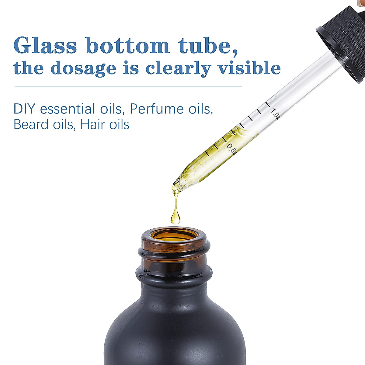 YONKAN 1 oz Dropper Bottle 12 Pack Black Glass Boston Bottles 30ml with Eye Droppers Black Caps for Essential Oils, Perfume, Leak Proof Travel Bottles for Liquids