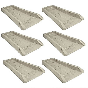 Suncast Durable Decorative Rain Gutter Downspout Erosion Prevention, Water Guard Diverter Catch Basin Tray Splash Block, Light Taupe (6 Pack)