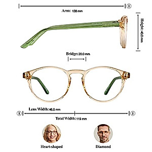 ZENNI Blue Light Blocking Glasses for Women Men Stylish Citrine Round Frame Relieve Digital Screen Eye Strain UV Protection