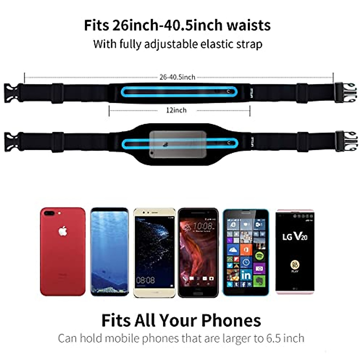 Running Belt Fanny Pack, Running Waist Pack for Women & Men USA Patented Hands-Free Reflective Runner Pouch Belt Fitness Workout Bag No-Bounce Adjustable Sport Travel Fanny Pack Cell Phone Holder