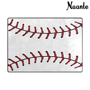 Naanle Sport Baseball Lace Non Slip Area Rug for Living Dinning Room Bedroom Kitchen, 3' x 5'(39 x 60 Inches), Sport Nursery Rug Floor Carpet Yoga Mat