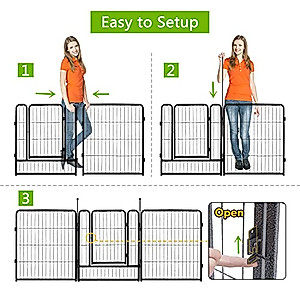 TMEE Garden Fence 8 Panels 18ft×32in Decorative Garden Metal Fence with 1 Gate Outdoor Landscape Animal Barrier Dog Pet Fencing for Yard Patio, Black