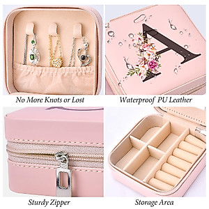 Stocking Stuffers for Women Teens, Christmas Gifts for Teen Girls Trendy Stuff Travel Jewelry Box Case Organizer Personalized Birthday Gifts Easter Basket Stuffers Mothers Day Mom Gifts, Initial A