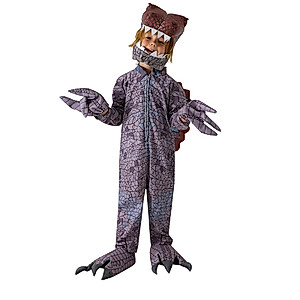 Halloween Toddler Kids Dinosaur Costume For Boys Girls Cosplay Animal The Monster Bodysuit Headpiece Gloves Outfit Dress Up (Medium)