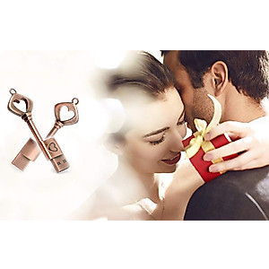 Cute USB Flash Drive Key 64GB, Wiedeus Classic Retro Metal Memory Stick Heart-Shaped Thumb Drives