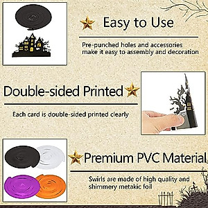 Lucleag 12Pcs Halloween Hanging Swirls Decorations & Halloween Banner, Pumpkin Bat Witch Ghost Hanging Decor Happy Halloween Banner for Ceiling Wall, Hanging Decoration for Halloween Party Supplies