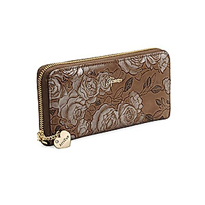 ArtsEye Rose Collection Genuine Leather Zip Wallet Clutch (Grey)