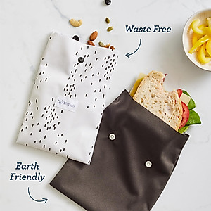 Esembly Snack + Sammy Pouches - Reusable Snack & Sandwich Bags| Silicone Storage Bag for Food | Microwave & Dishwasher Safe - Set of 2 - Fantastic Fungi + Forest