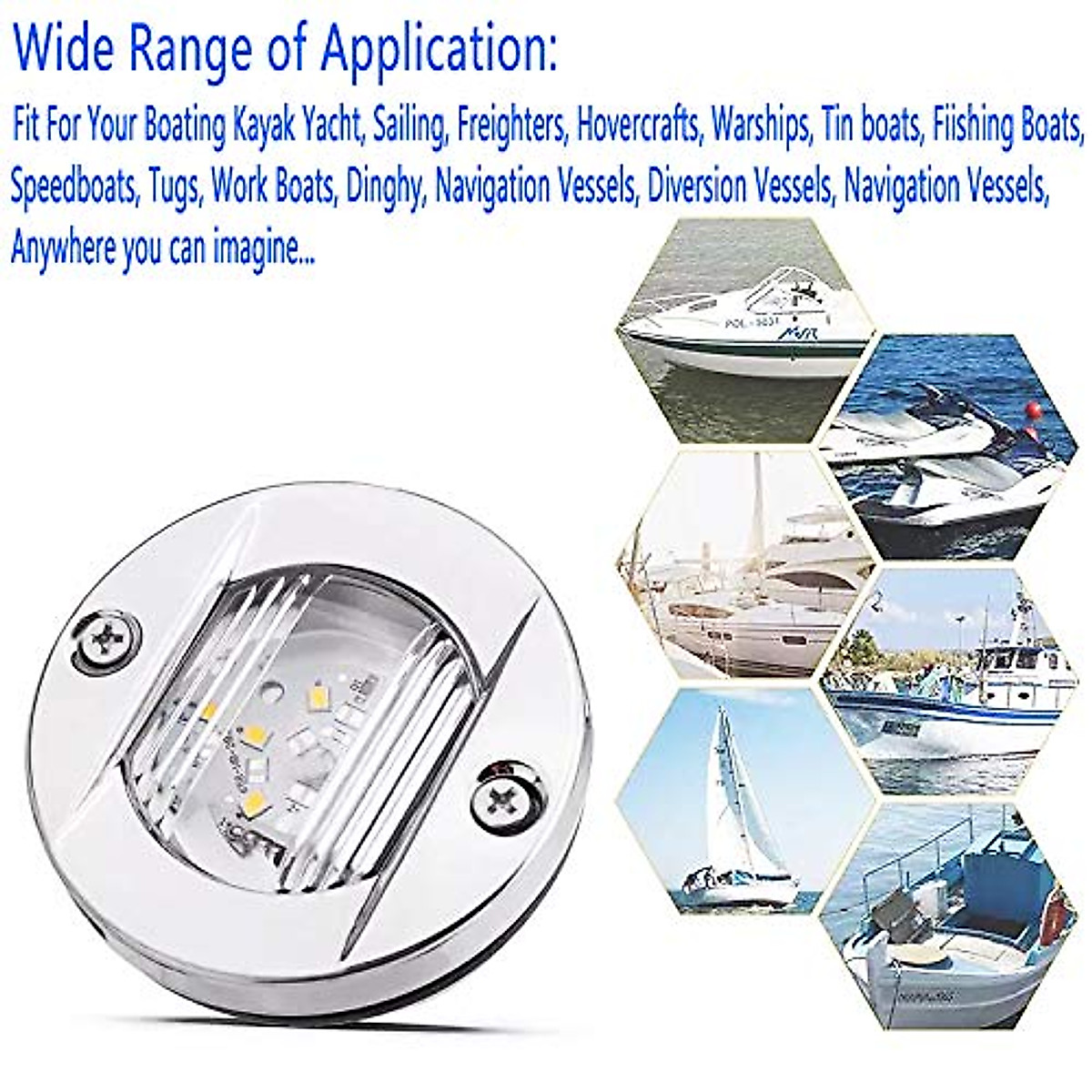 6 Pcs Marine Boat LED Cabin Deck Courtesy Light Stern Transom Lights 12V Blue for Boating Kayak Yacht, Dinghy, Sailboat, Pontoons, Navigation Vessels, Freighters, Hovercrafts, Hunting & Fishing