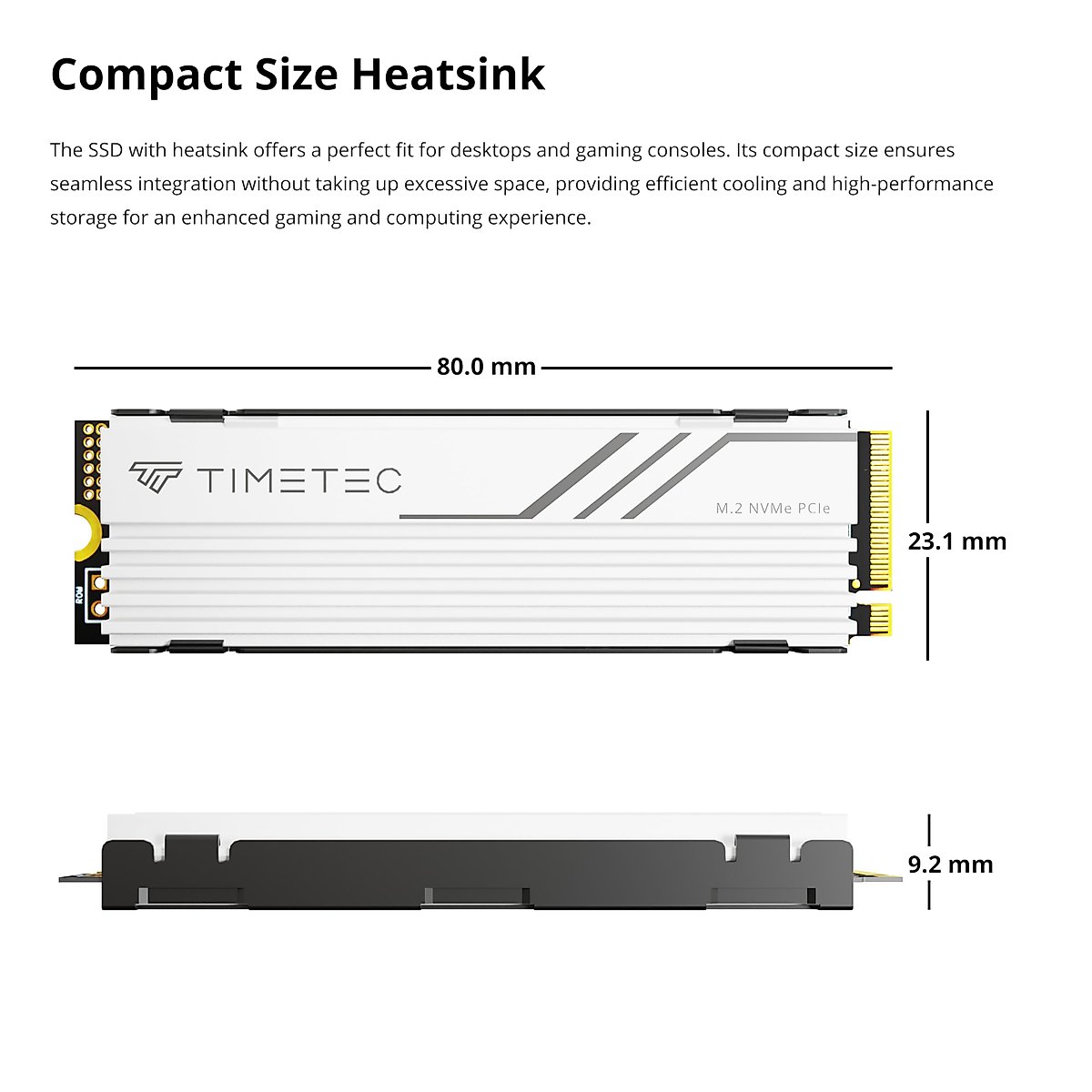 Timetec 1TB PCIe 4.0 White Heatsink Gaming SSD NVMe PCIe Gen4x4 M.2 2280 3D NAND TLC SLC Cache Read/Write Speed Up to 7,000/6,000 MB/s Internal Solid State Drive for PS5 Pro, PC Desktop