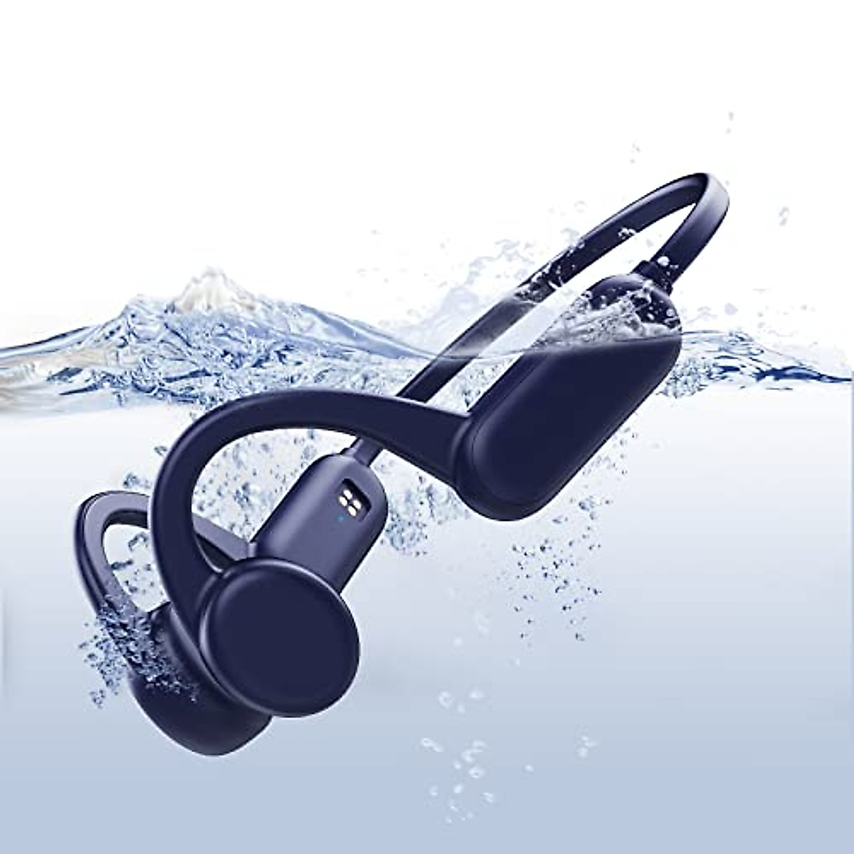 Swimming Bone Conduction Headphones Open Ear Wireless eadphones Bluetooth with Mic MP3 Player Built-in 8G Memory IPX 8 Waterproof Sport Headsets for Running Walking Bicycling Working Gym(Blue)