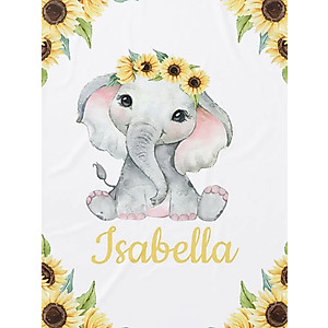 Custom Baby Blanket with Name for Boy Girl Personalized Super Soft Blankets for Newborn Baby Adults Customized Elephant Swadding Blanket Baby Girl Blanket 50 x 60 inches