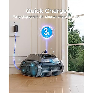 WYBOT Cordless Robotic Pool Vacuum, 140mins Runtime, Robotic Pool Cleaner with Upgraded Triple-Motor, Wall Climbing, Intelligent Route Planning, for Pools up to 1,614 Sq.ft