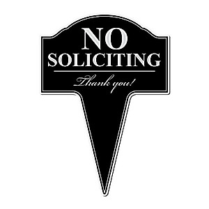 No Soliciting Aluminum Yard Sign with Integrated Stake, Lawn Sign, No Solicitors Metal Sign, Classy Non-Soliciting Sign for Home or Business Use 10x14