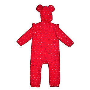 Disney Minnie Mouse Baby Girls Coverall Hooded Romper for Newborn and Infants