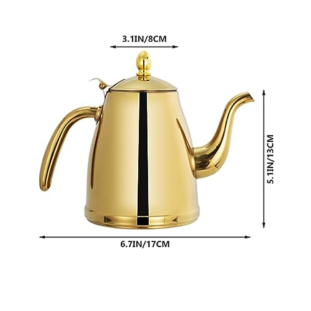 Luxshiny Stainless Steel Tea Pot Stove Top Gooseneck Kettle Pour Over Coffee Kettle Hot Water Heater Boiler Olive Oil Dispenser Olive Oil Dispenser for Loose Leaf 1.5L