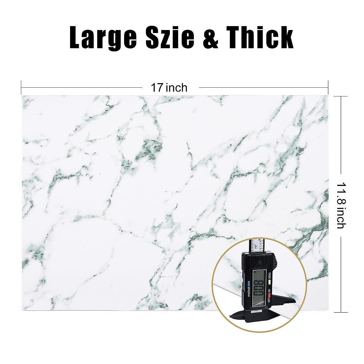 Homaxy Faux Leather Heat Resistant Placemats for Dining Table Set of 6, Waterproof Wipeable Washable PU Table Mats, Easy to Clean Anti-Slip Place Mats, 11.8" x 17", Marble