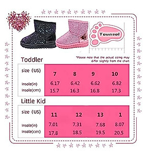 Girls Winter Boots Toddler Girl Boots Warm Sparkle Sequin Outdoor Non-Slip Snow Boot for Little Girls black 2