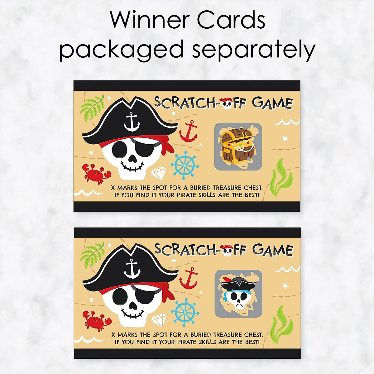 Big Dot of Happiness Pirate Ship Adventures - Skull Birthday Party Game Scratch Off Cards - 22 Count
