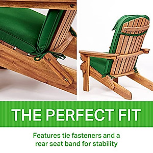 Plant Theatre Adirondack Chair Cushion - High Back Patio Chair Cushion for Outdoor Furniture - Outdoor Chair Cushions for Rocking Chairs, Front Porch, Yard and Lawn Furniture - 49" x 22" Green