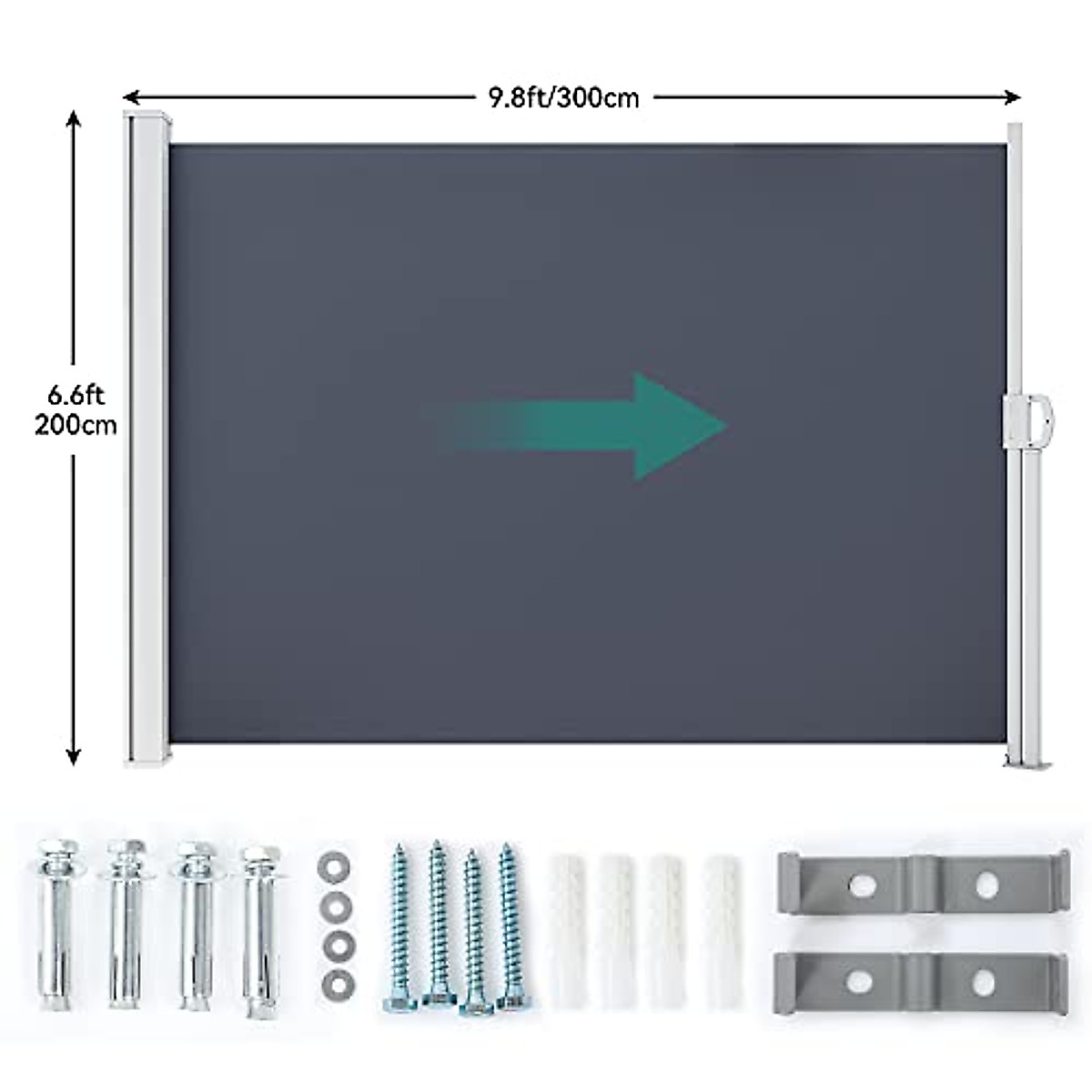 YITAHOME 118''X 78'' Retractable Side Awning Folding Privacy Screen Privacy Fence Waterproof UV-Resistant Privacy Awning Outdoor for Garden, Deck, Patio, Pools, Balcony, Gray