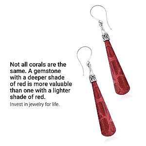 Shop LC Red Coral Dangle Earrings in 925 Sterling Silver - Boho Earrings for Women - Long Dangling Drop Statement Earrings Costume Jewelry for Women Birthday Gifts for Women