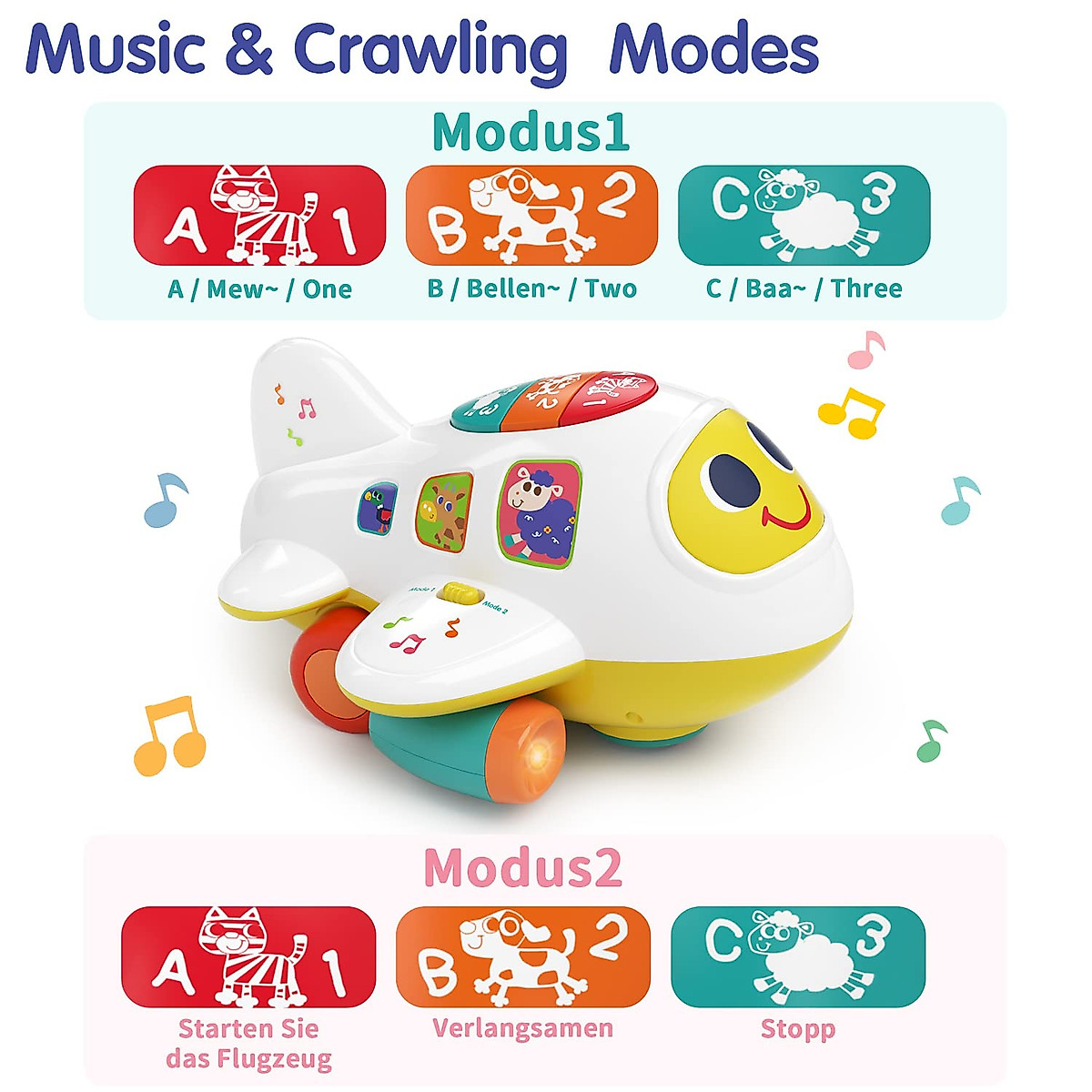 Baby Toys 6 to 12 Months Airplane Music Light Baby Toys 12-18 Months Light Up Toys, Baby Crawling Toys for 1 Year Old Girl Boy Gifts Infant Toys 6 to 12 Months 9 6 Month Old Baby Toys 0 3 6 Months