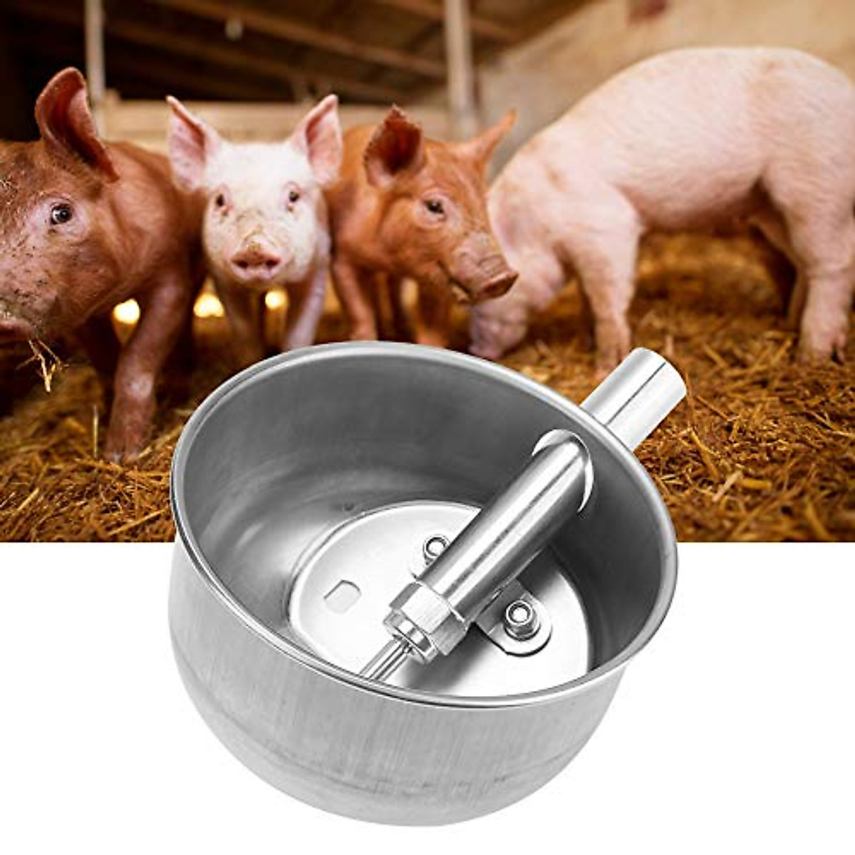Automatic Pig Waterer, Stainless Steel Auto Waterer Trough Bowl with Nipple Pigs Livestock Drinking System Farm Animals Dispenser Piglet Sow Hog Cow Dog Horse Cattle Goat Sheep