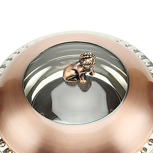 ZHIRCEKE Full Size Stainless Steel Chafing Dish Round Chafer Buffet Warmers W/Food Pans, Aluminum Stand, Visible Pot Lid and Fuel Holders,Red Copper