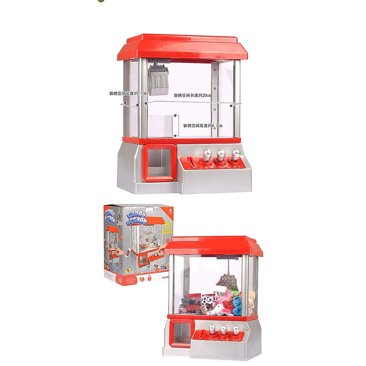 Xiangtat Large Claw Toy Grabber Mini Arcade Machine with Lights & Sounds - Electronic Claw Toy Grabber Machine, Animation, Authentic Arcade Sounds for Exciting Play – with Volume Control Switch