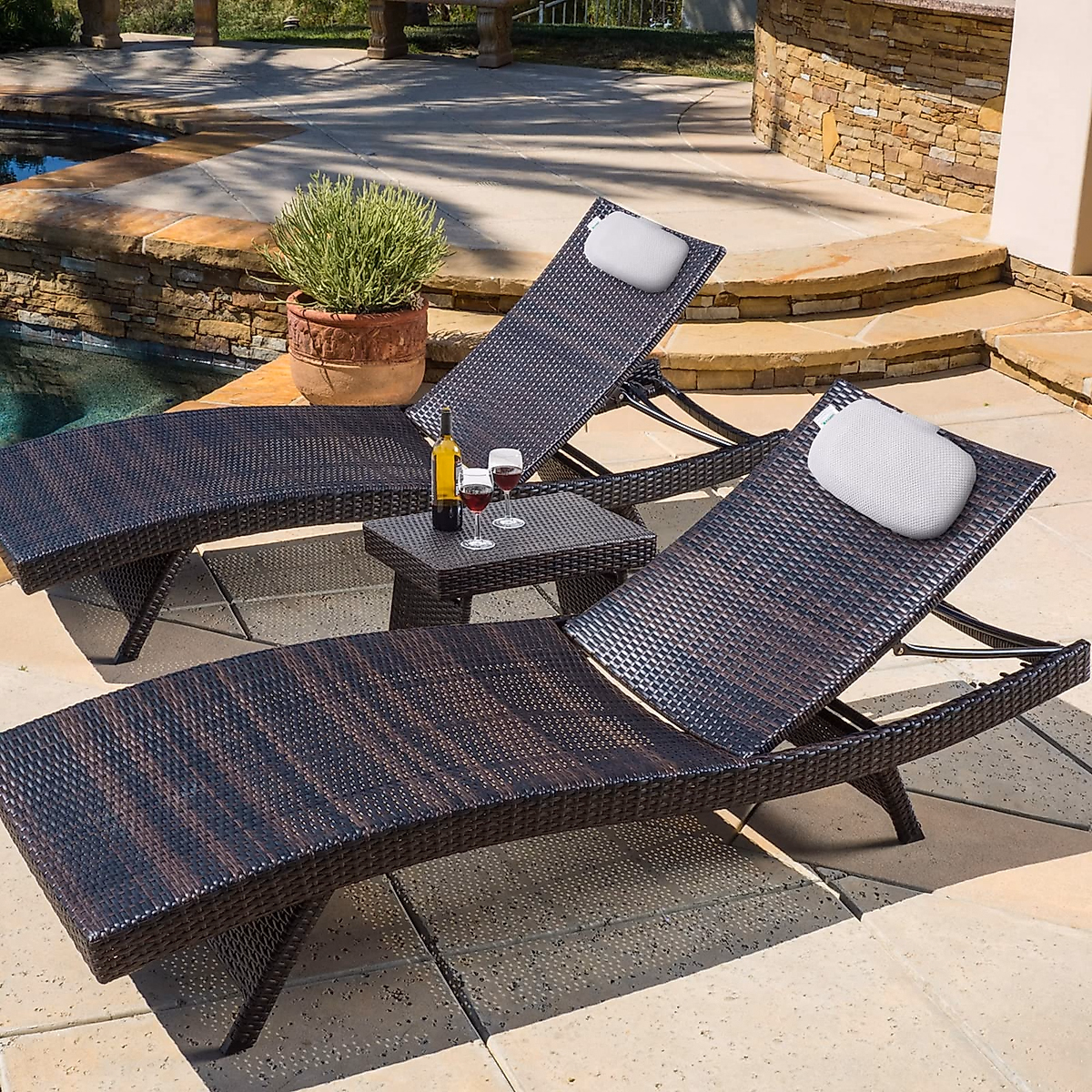 Joe & JoseRin Chaise Lounge Pillow for Head Resting, Outdoor/Indoor Adjustable Bench Chair Pillow with 3D Air Mesh for Patio Lounge Chair,Pool Lounge Chair,Office Chair Neck Attachment