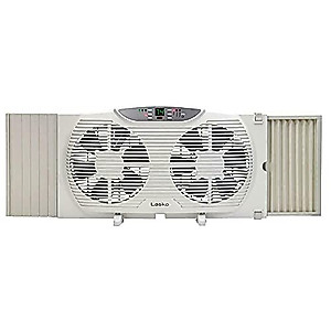 Lasko Electrically Reversible Twin Window Fan with Remote Control, 9 INCH, White