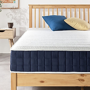 Mellow 10 Inch RENA Pocket Spring Hybrid Mattress with Green Tea Memory Foam, Queen Navy