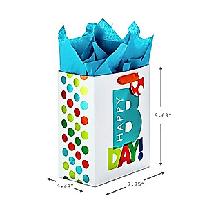 Hallmark 9" Medium Gift Bag with Tissue Paper for Birthdays (Happy Bday)
