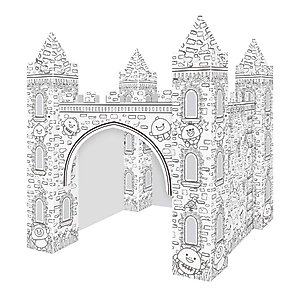 1 Set Colorizing 3D Castle Paper Fairy Tale Castle Paintable Cardboard Castle Kids Art Craft Supplies for Indoor Outdoor Fun