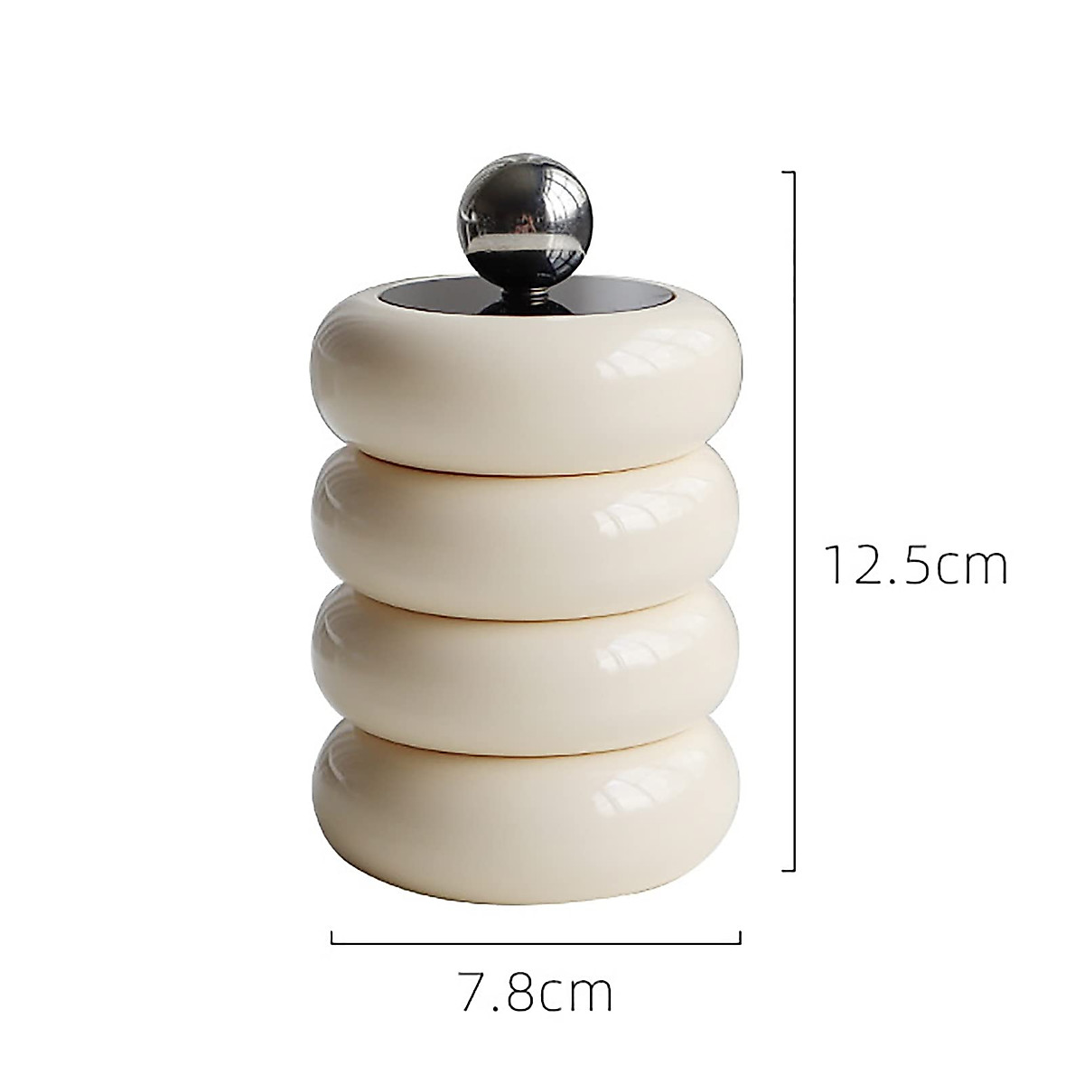 Tissting Qtips Holder Dispenser 7.8 x 12.5 cm White Resin Doughnut Shape Cotton Swab Storage Container with Lid, Qtip Dispenser Jars for Bathroom Vanity