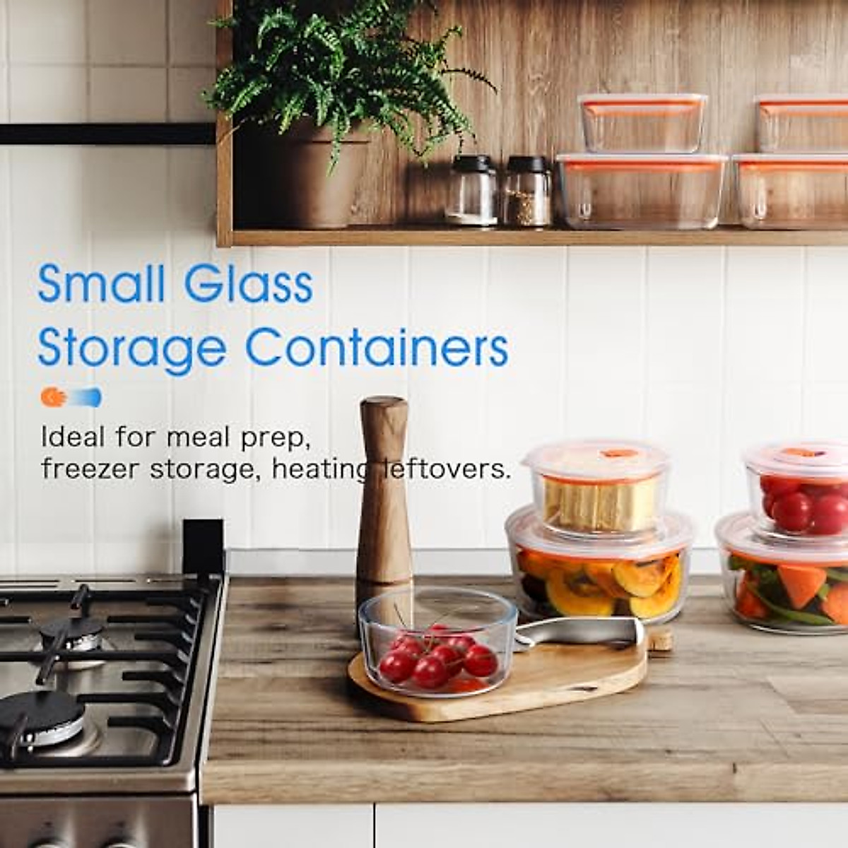 NUTRIUPS Round Glass Storage Containers with Lids Set of 2 Glass Meal Prep Containers 30oz Glass Lunch Containers with Lids, BXH001