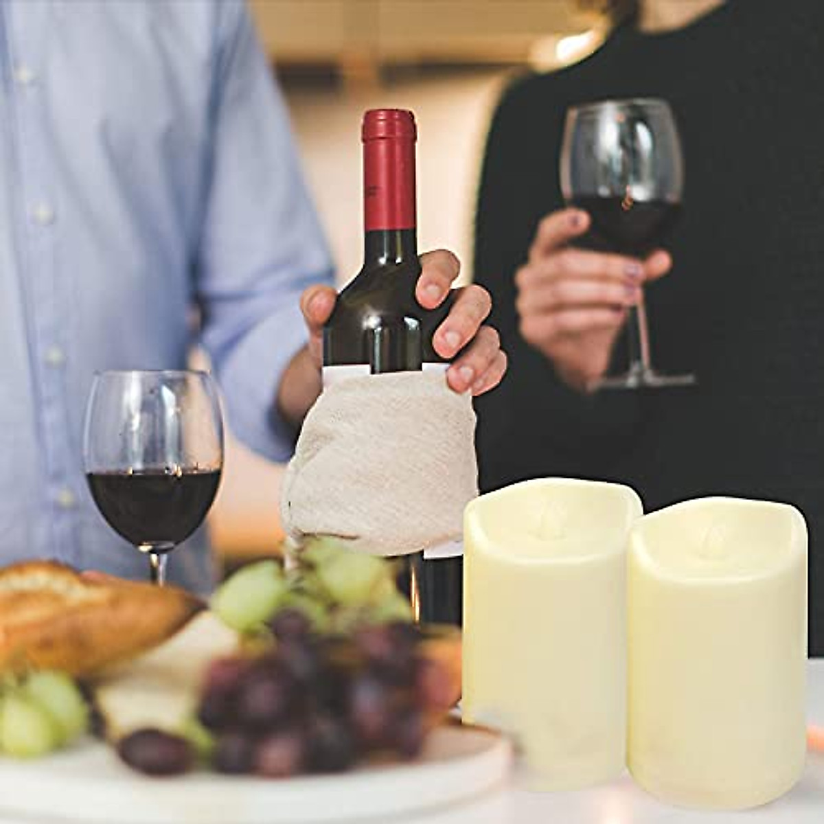 Outdoor Waterproof Large Flameless LED Candles with Remote Timer Battery Operated Plastic Big Pillar Candles for Garden Patio Home Wedding Party Decorations Flickering Electric Lights 4”x6” 2 Pack