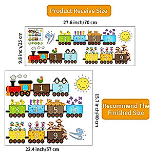 Colorful 9 Number Wall Decals, Creative Figures Sitting in The Train Wall Stickers, Interesting Early Education Digitals Wallpaper, Removable DIY Art Mural for Kids Bedroom, Nursery, Classroom
