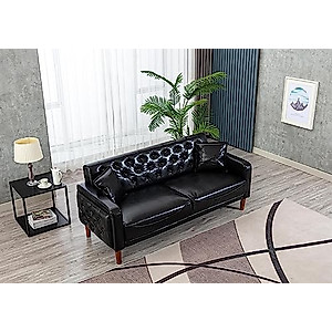 Black PU Waiting Room Chairs Sofa Conference Room Chairs, Office Reception Chairs Waiting Room Bench Guest Chairs, Office Guest Chairs Side Reception Chairs Sofa for Breakroom/Lobby/Events/Church