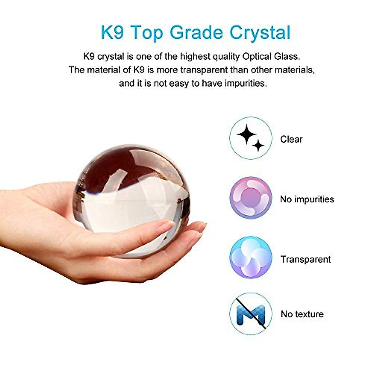 MerryNine K9 Crystal Ball, Photograph Crystal Ball with Stand and Pouch, K9 Crystal Sunshine Catchers Ball with Microfiber Pouch, Decorative and Photography Accessory (80mm/3.15" Set, K9 Clear)