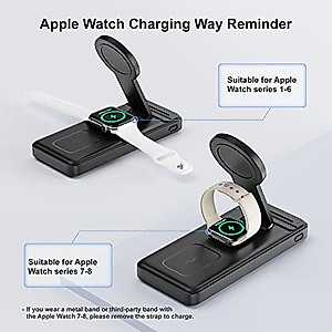 10000mAh for MagSafe Charging Station, 5 in 1 Foldable Magnetic Wireless Charging Station for iPhone 14 13 12 Pro Max Mini, Apple Watch, Airpods, Compact Wireless Power Stand MagSafe Portable Charger