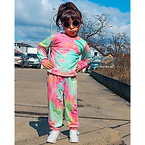 YALLET Toddler Girls Clothes,Baby Girl Fall Outfits Pink Sweatsuit 2 Sets