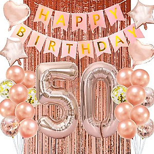 50th Birthday Decorations for Women Rose Gold Happy 50th Birthday Banner 50 Balloon Number 50th Birthday Party Decorations
