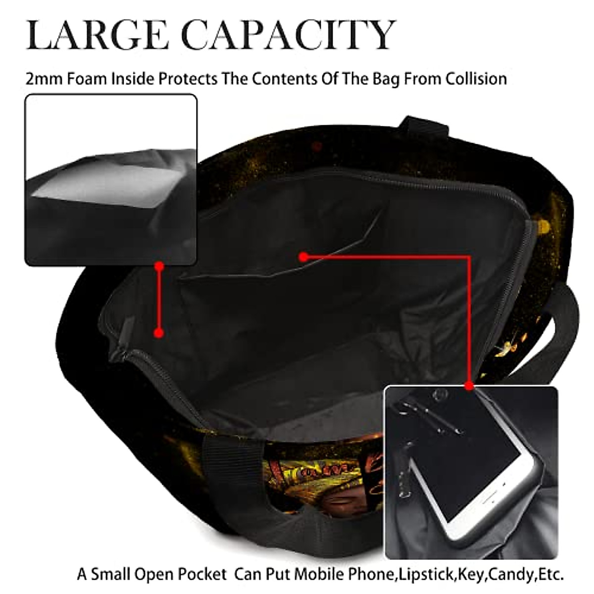 Women Tote Bags African American Black Woman Satchel Handbags Afro Black Girl Shoulder Bag For Beach Work Gym